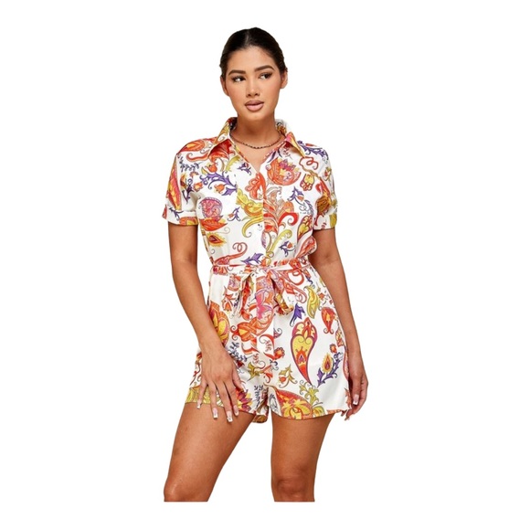 Pants & Jumpsuits | Nwt Digital Orange Print Rompers Comes In S M L ...
